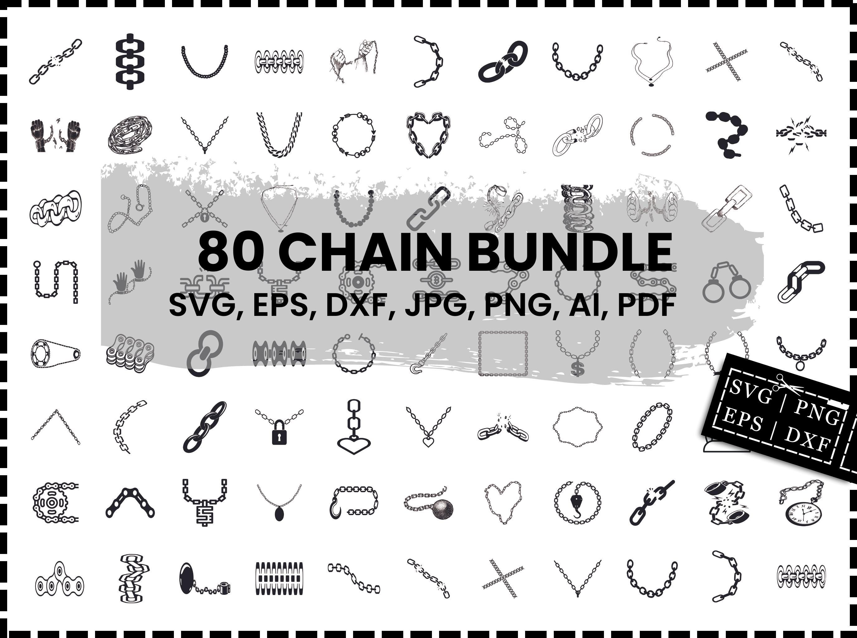 Chain Svg Bundle, Chain Dxf, Chain Png, Chain Eps, Chain Vector, Chain ...