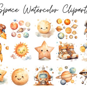 Watercolor Space Clipart, Watercolor Space Fairy Clipart, Astronaut ...