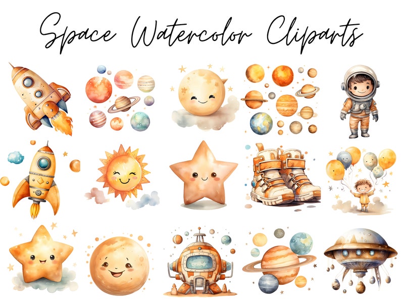 Watercolor Space Clipart, Watercolor Space Fairy Clipart, Astronaut ...