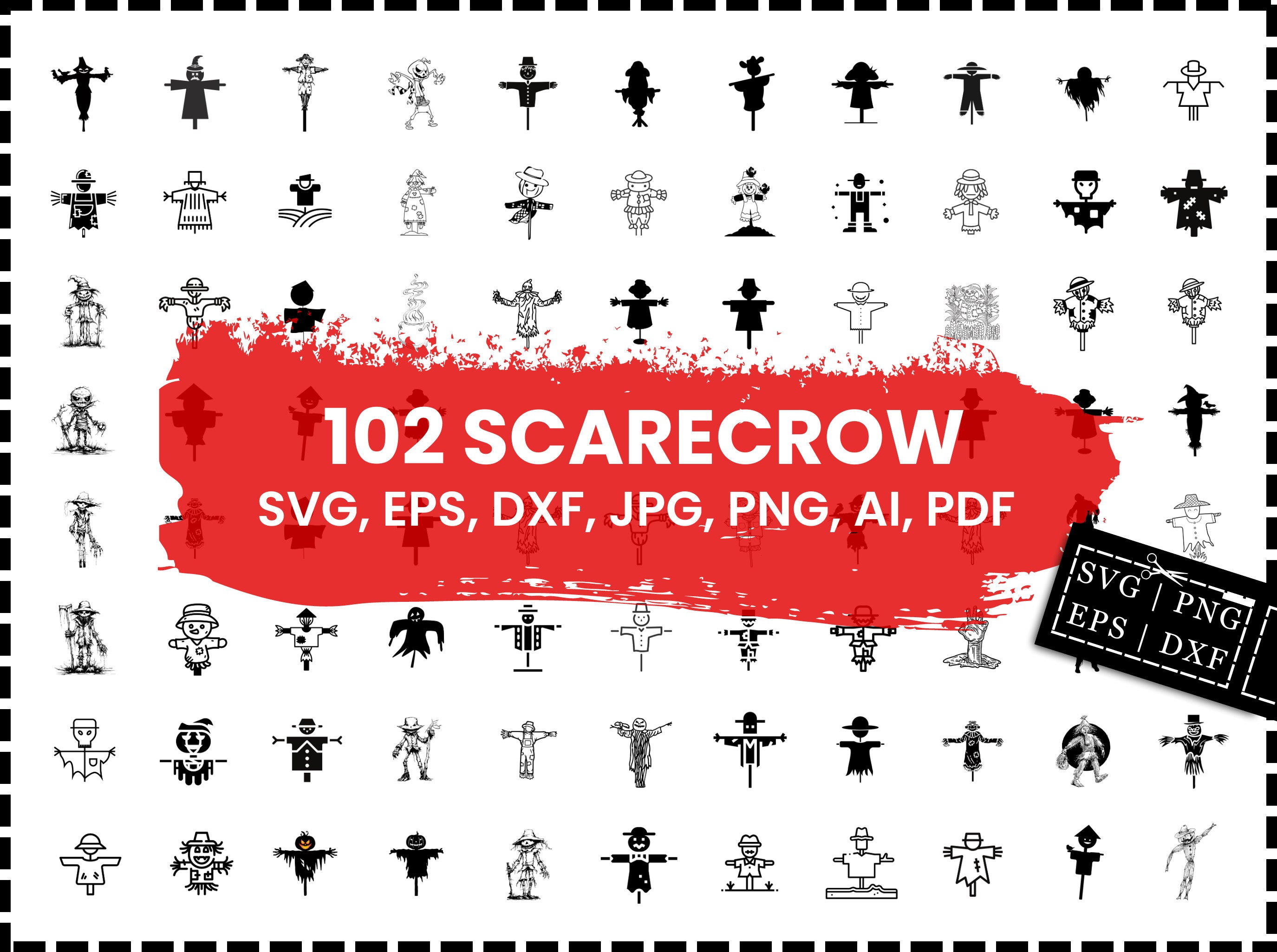 Scarecrow SVG Bundle, Scarecrow Clipart, Scarecrow DXF, Scarecrow ...