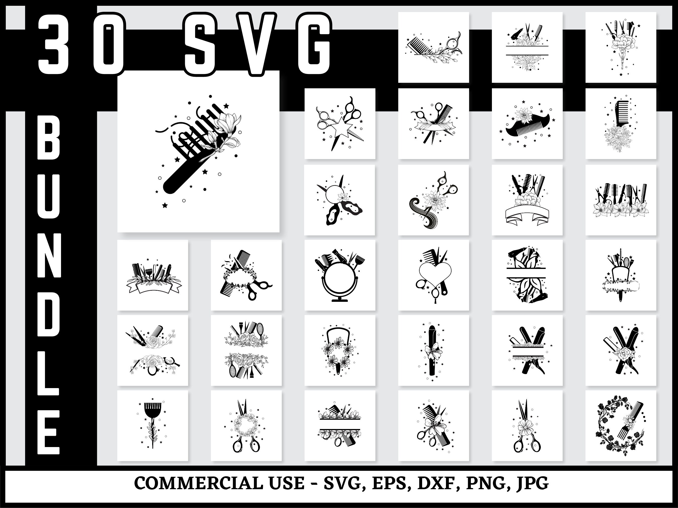 Floral Hairstylist Svg Bundle, Hairdresser Svg, Scissors Svg, Hair ...