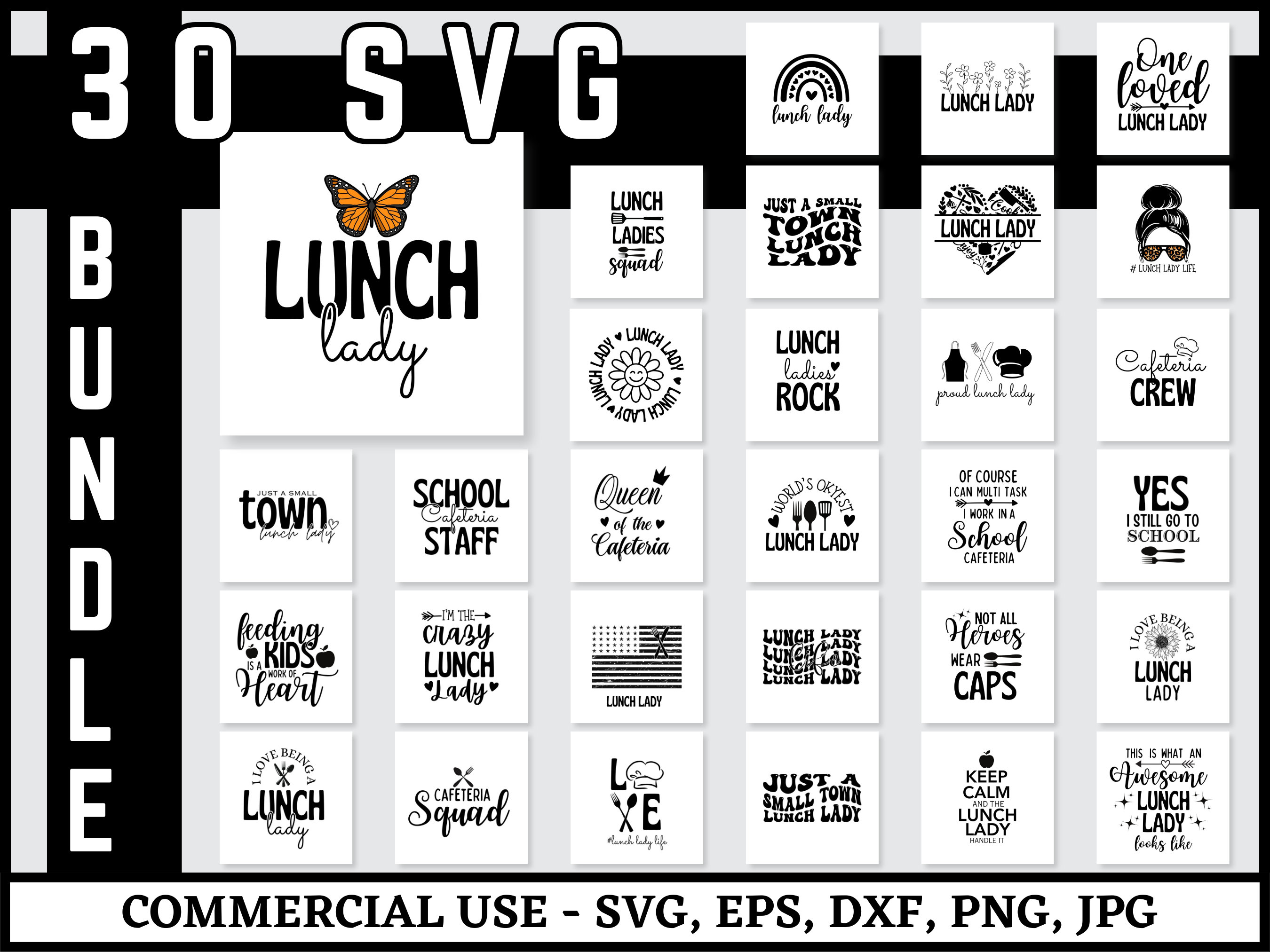 Lunch Lady Svg Bundle, Lunch Lady Shirt Design Bundle, Svg, Png, Esp ...