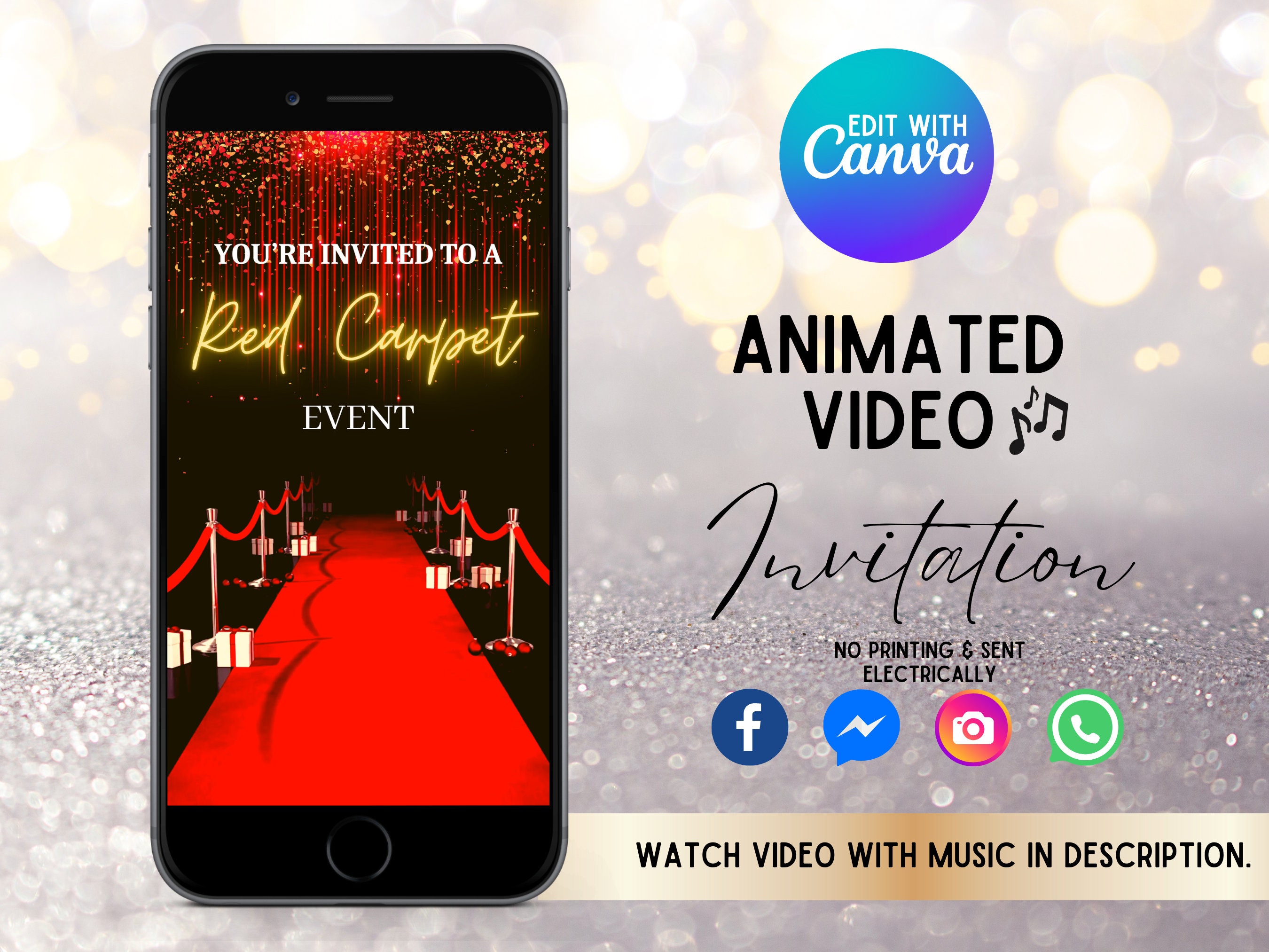 Red Carpet Animated Video Invitation, Video Evite, Video Invite With ...