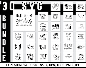 Bathroom SVG Bundle, Bathroom Quote, Restroom Svg, Bathroom Rules Svg ...