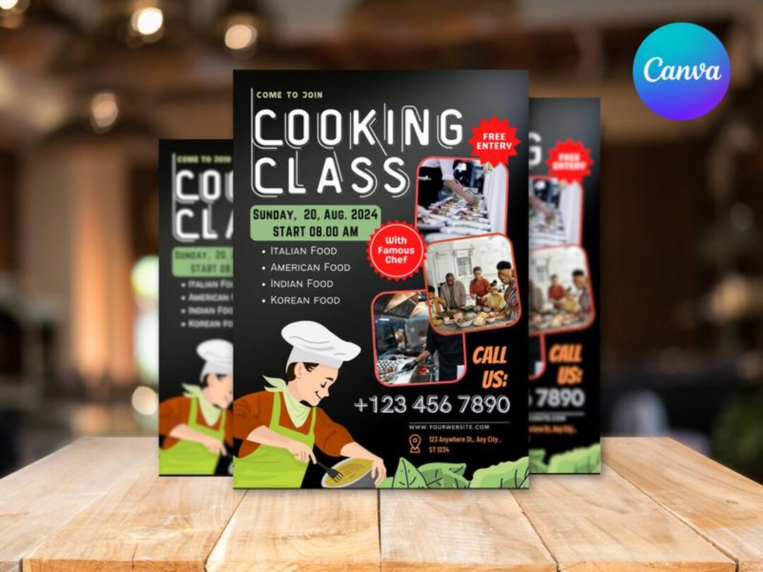 Cooking Class Food Flyer, DIY Canva Cooking Class Flyer Template ...