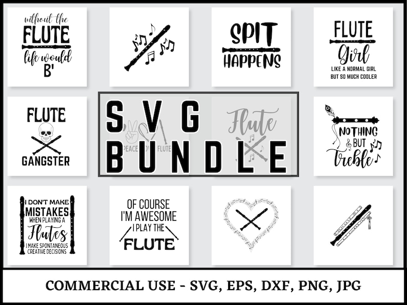 Flute Svg Bundle, Flute Png Clip Art, Music Svg Vector, Flute Cut Files ...