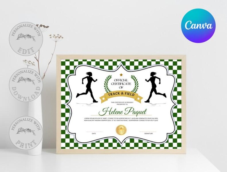 Track & Field Award Certificates, Editable Canva Templates, Printable ...