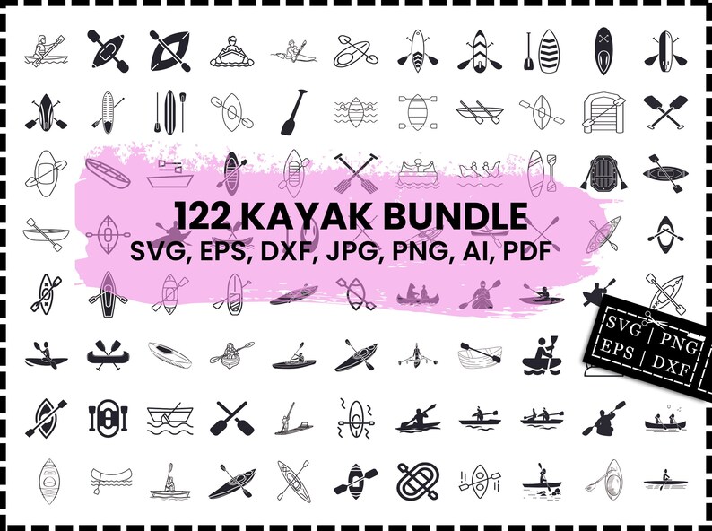 Ensemble Svg kayak, Svg kayak, Svg bateau kayak, Svg canoë, Dxf kayak ...