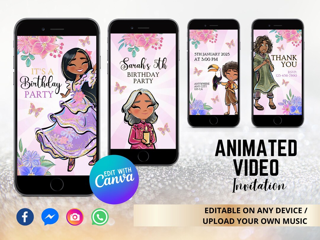 Editable Encanto Birthday Party Invites, Encanto Mobile Birthday ...