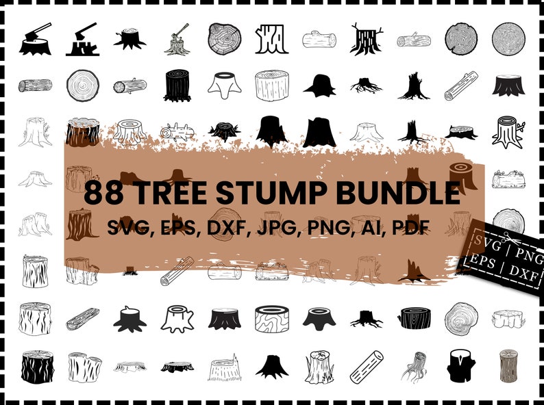 Tree Stump SVG, Tree Stump Silhouette, Tree Stump Bundle SVG, Tree ...