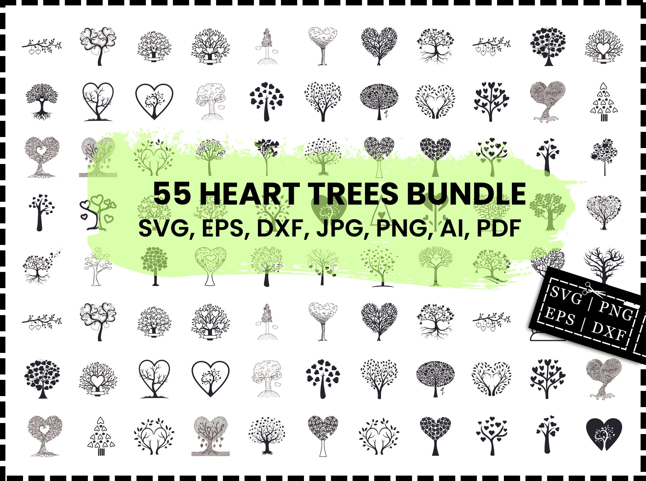 Heart Tree Svg Bundle, Heart Tree Svg, Heart Tree Dxf, Love Heart Tree ...