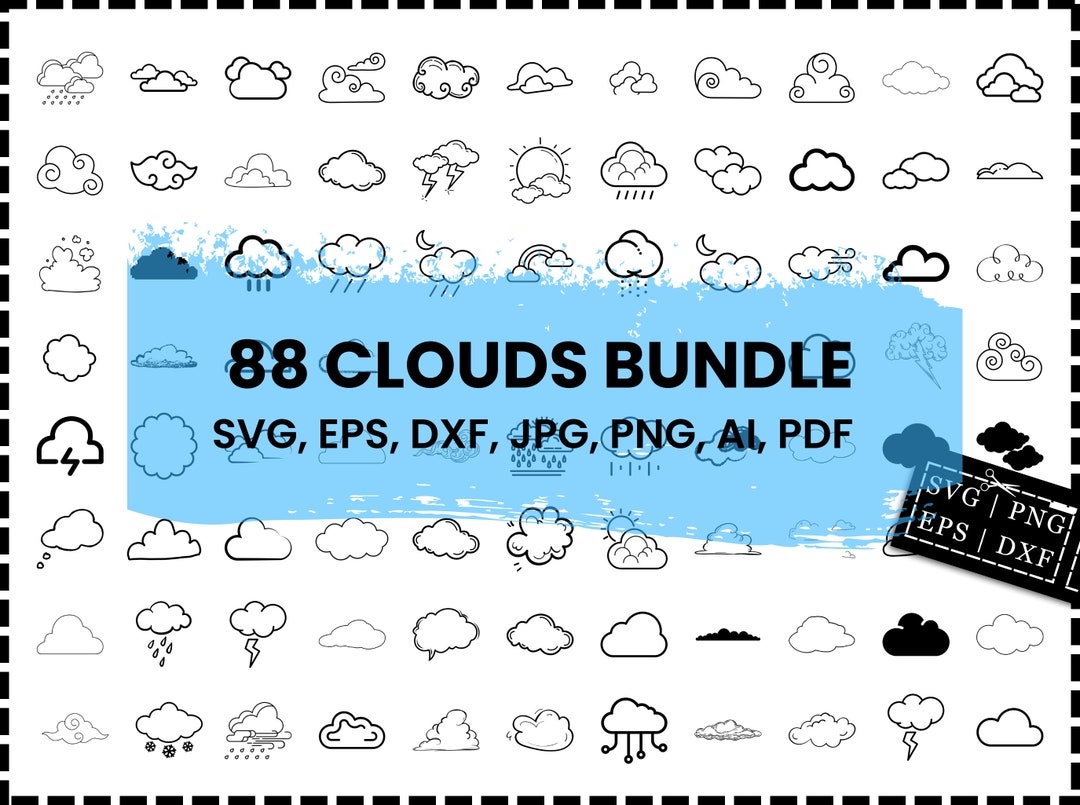 Clouds SVG Bundle, Clouds Cut Files, Cloud Silhouette, Cloud Cricut ...
