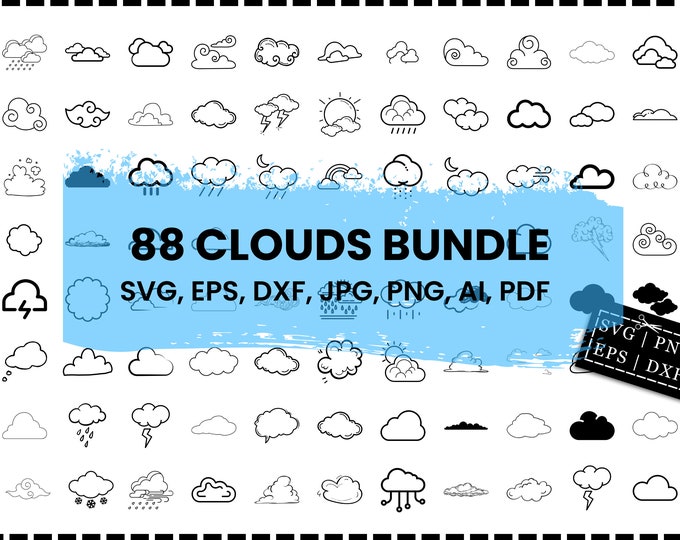 Clouds SVG, Cloud SVG, Clouds Bundle Svg, Cloud Clipart, Rain Cloud Svg ...