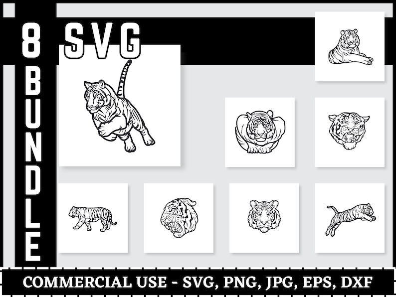 Tiger SVG Bundle, Tiger Face Svg, Tigers SVG Cut Files for Cricut, Tiger Head Svg, Tiger ...