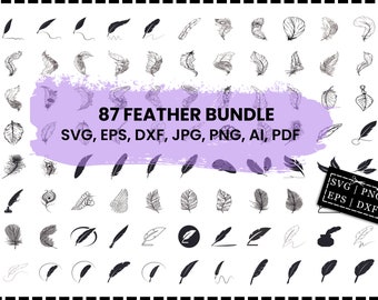 Feather Svg Bundle, Feather Birds Svg, Dxf, Png, Eps, Feathers ...