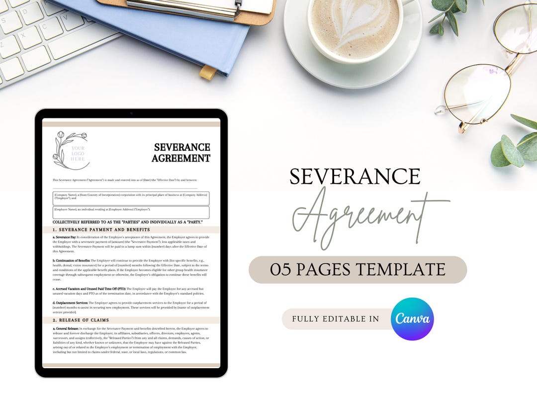 Severance Agreement Template, Editable Employee Termination Contract ...