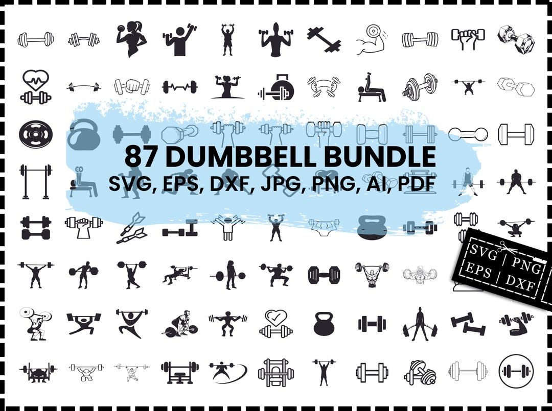 Dumbbell Svg Bundle, Fitness Svg, Dumbbell Cricut, Weight Svg, Barbell ...