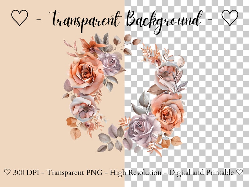 Floral Wreath Clipart, Watercolor Clipart, Floral Png, Floral Borders ...