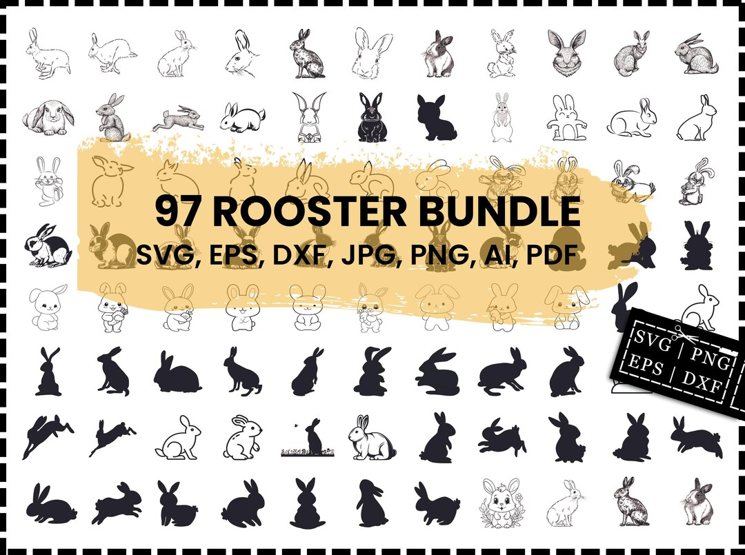 Rabbit Svg Bundle, Bunny Shape Svg, Rabbit Clipart, Rabbit Svg Cut ...