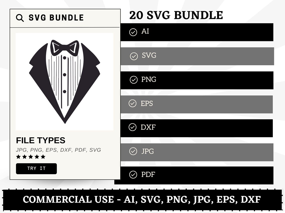 Tuxedo SVG Bundle, Tuxedo SVG, Tuxedo Clipart, Suit Svg, Gentleman Svg ...