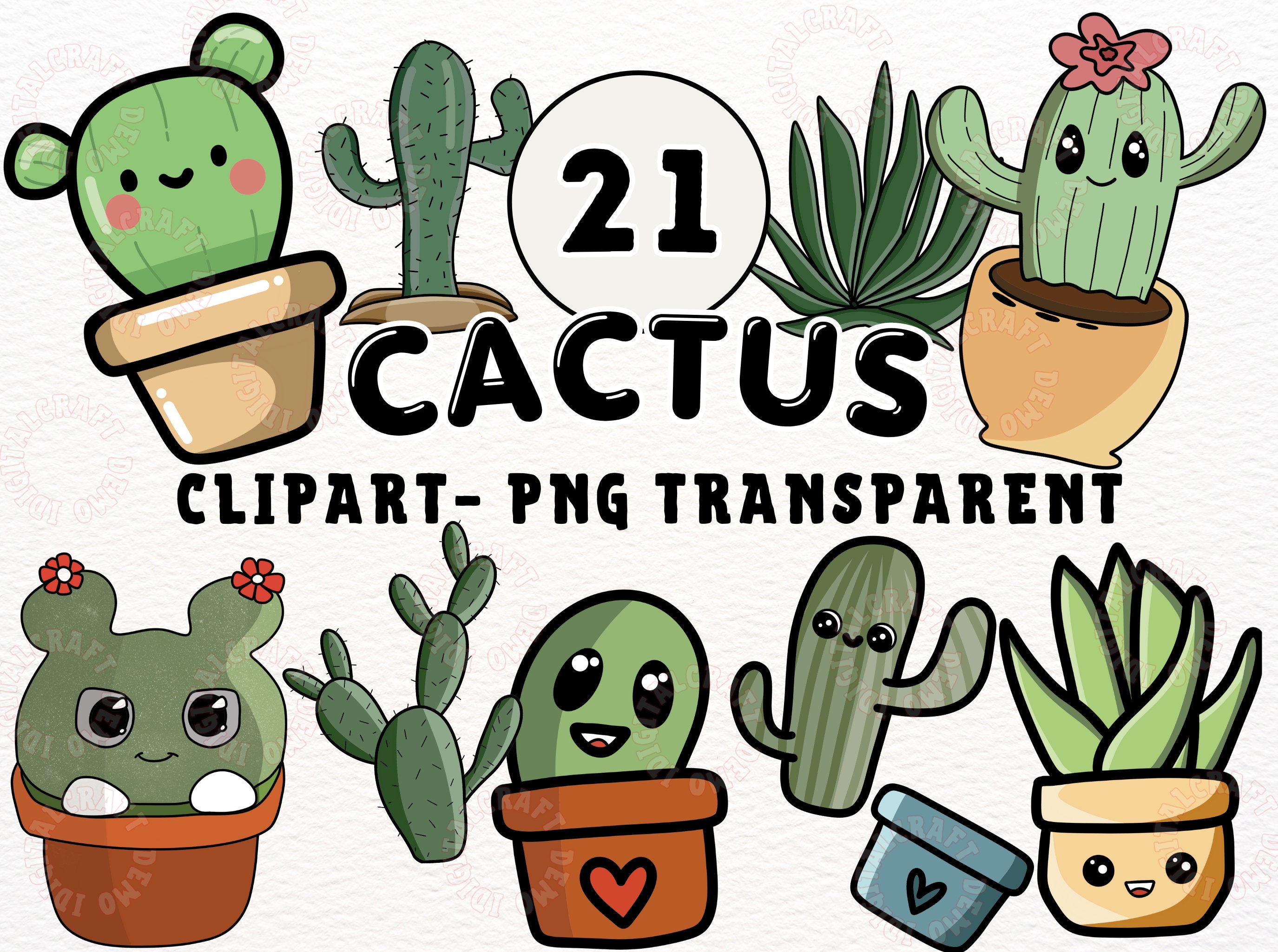 Cactus Clipart Cute Cactus Clipart Happy Cactus Clip Art - Etsy