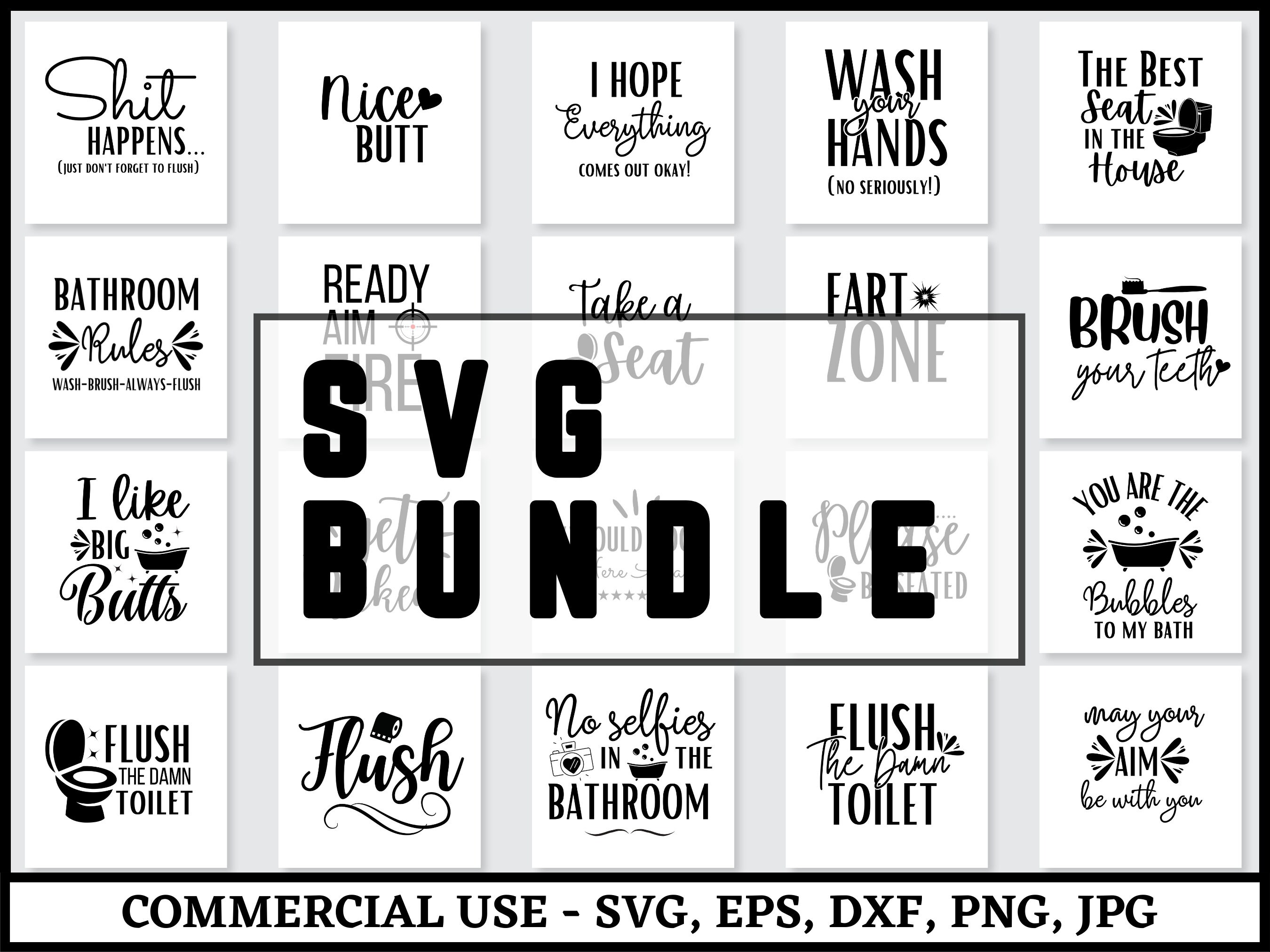 Bathroom Svg, Bathroom Svg Bundle, Bathroom Rules Svg, Bathroom Sign ...