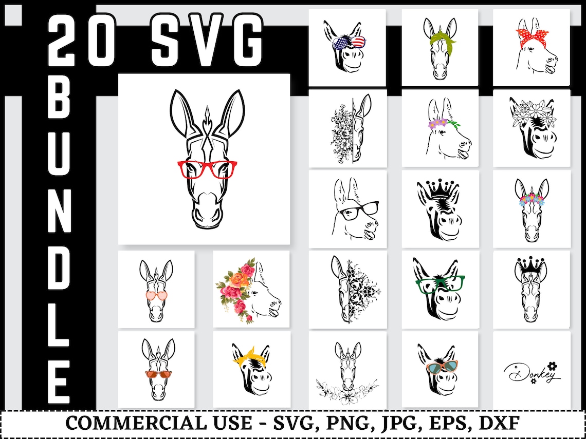 Esel-Svg-Bundle, Esel Dxf, Esel Png, Esel Eps, Esel Vektor, Esel ...