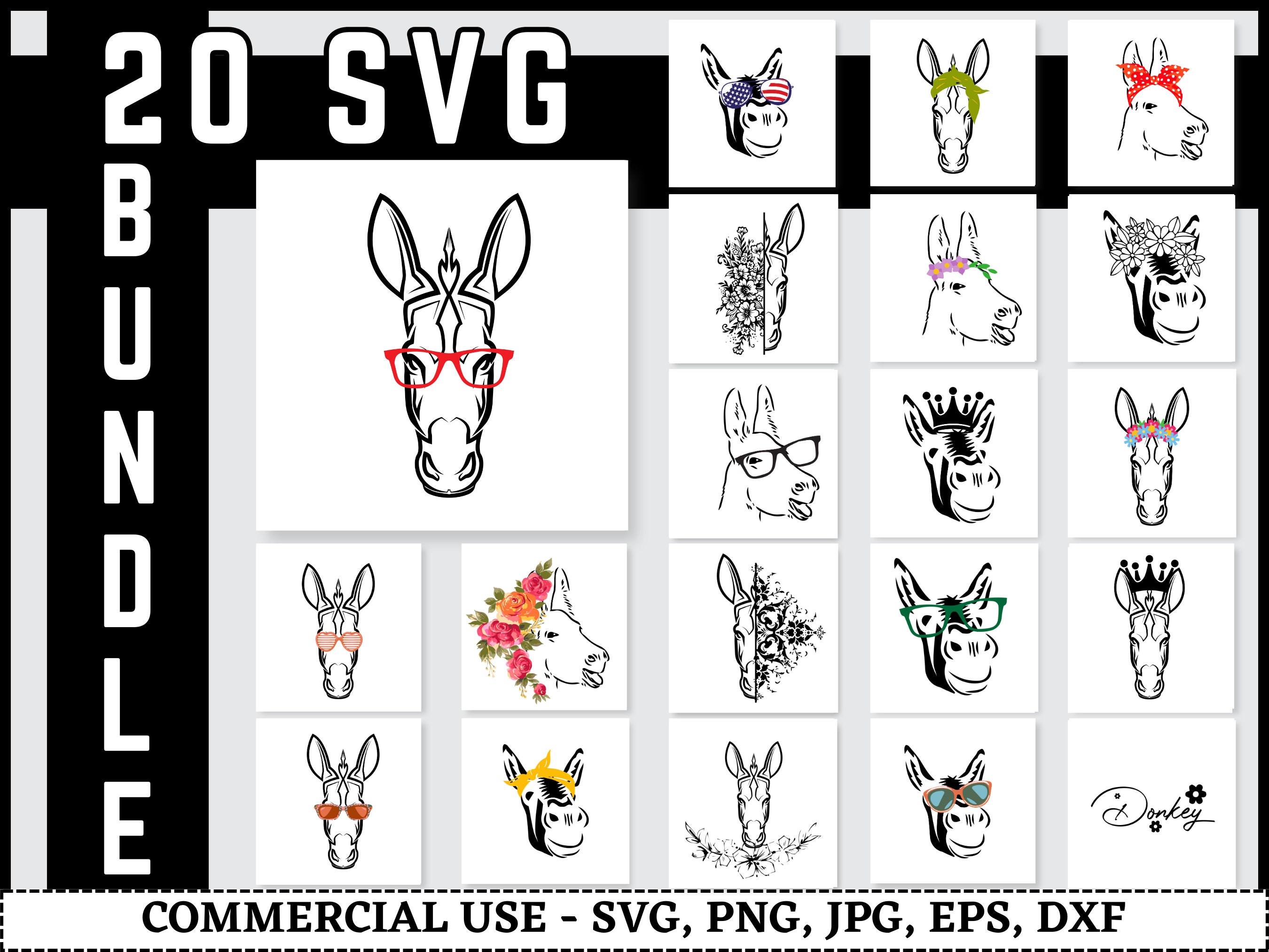 Donkey Svg Bundle Donkey Dxf Donkey Png Donkey Eps Donkey - Etsy