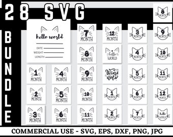 Baby Milestone Rounds Svg | Baby Announcement Svg | Hello World Svg ...