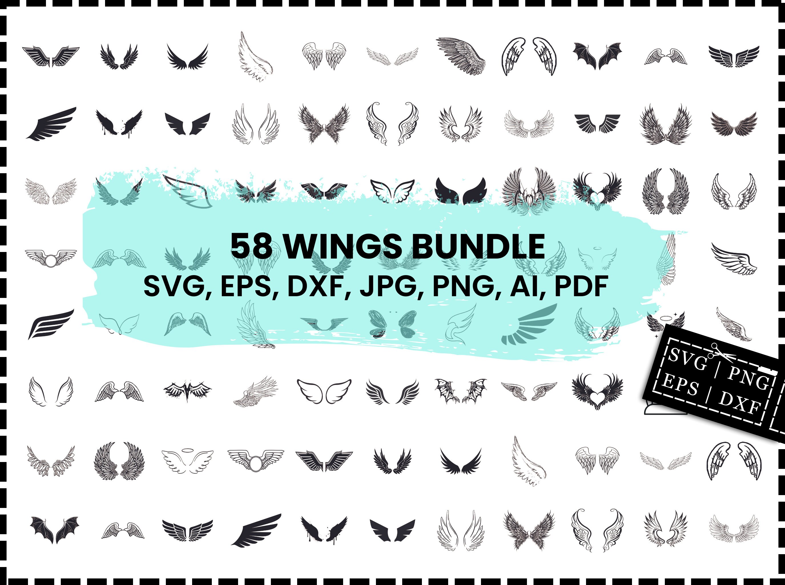 Angel Wings Svg Bundle, Angel Wings Clip Art, Wings Cut File for ...