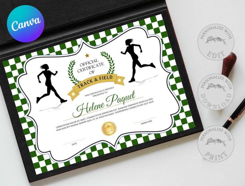 Track & Field Award Certificates, Editable Canva Templates, Printable ...