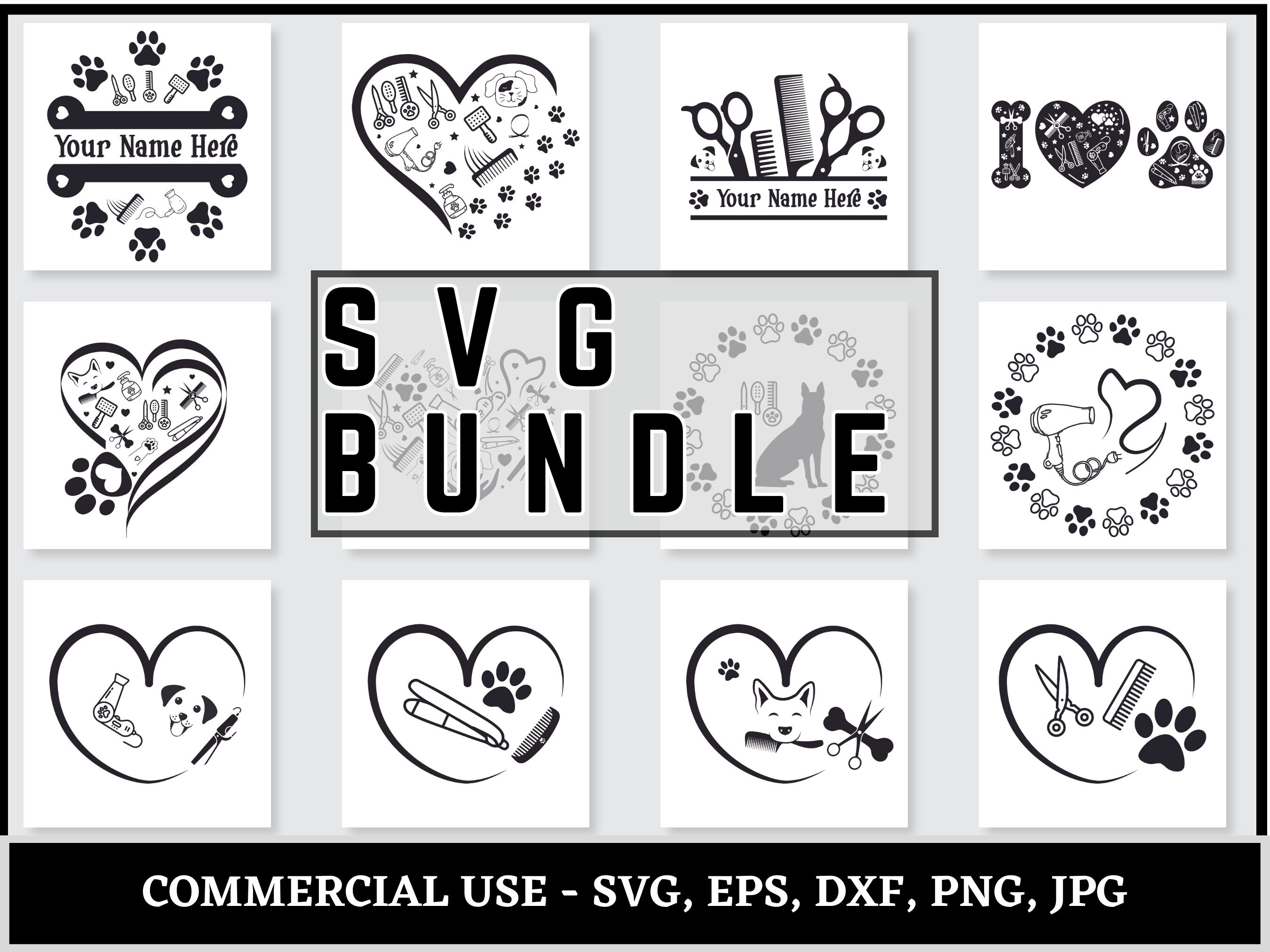 Dog Groomer Svg Png, Dog Grooming Hair Dryer Heart Svg, Dog Grooming ...