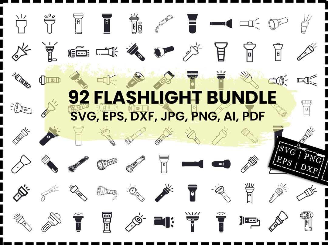 Flashlight Svg Bundle, Flashlight Dxf, Flashlight Png, Flashlight Eps ...