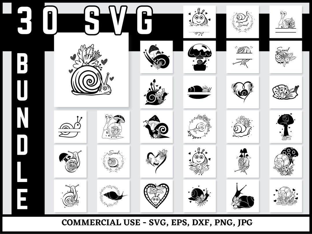 Snail SVG Bundle, Snail Cut Files, Snail Vector, Snail PNG, Svg Files ...