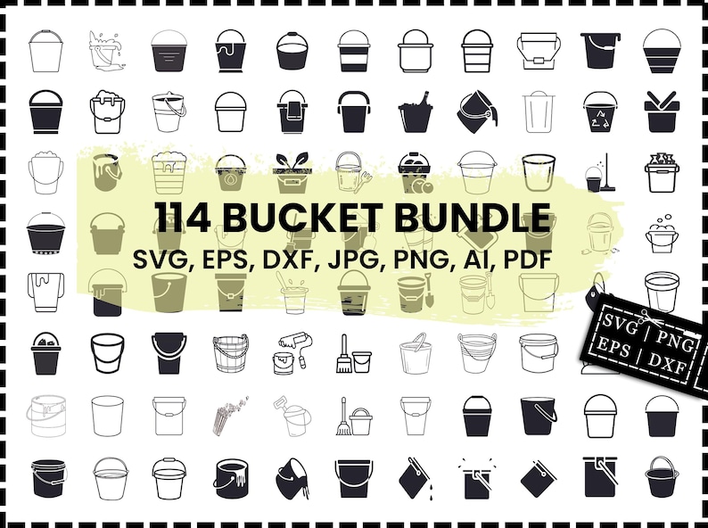 Bucket SVG Bundle, Bucket Dxf, Bucket Png, Water Bucket Svg, Bucket Eps ...