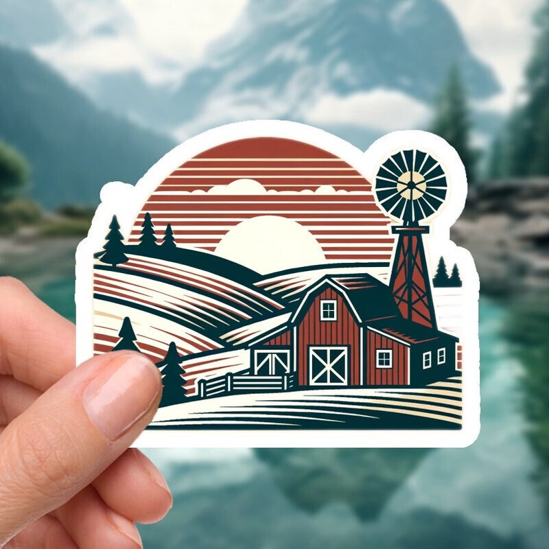 Barn and Windmill - Etsy