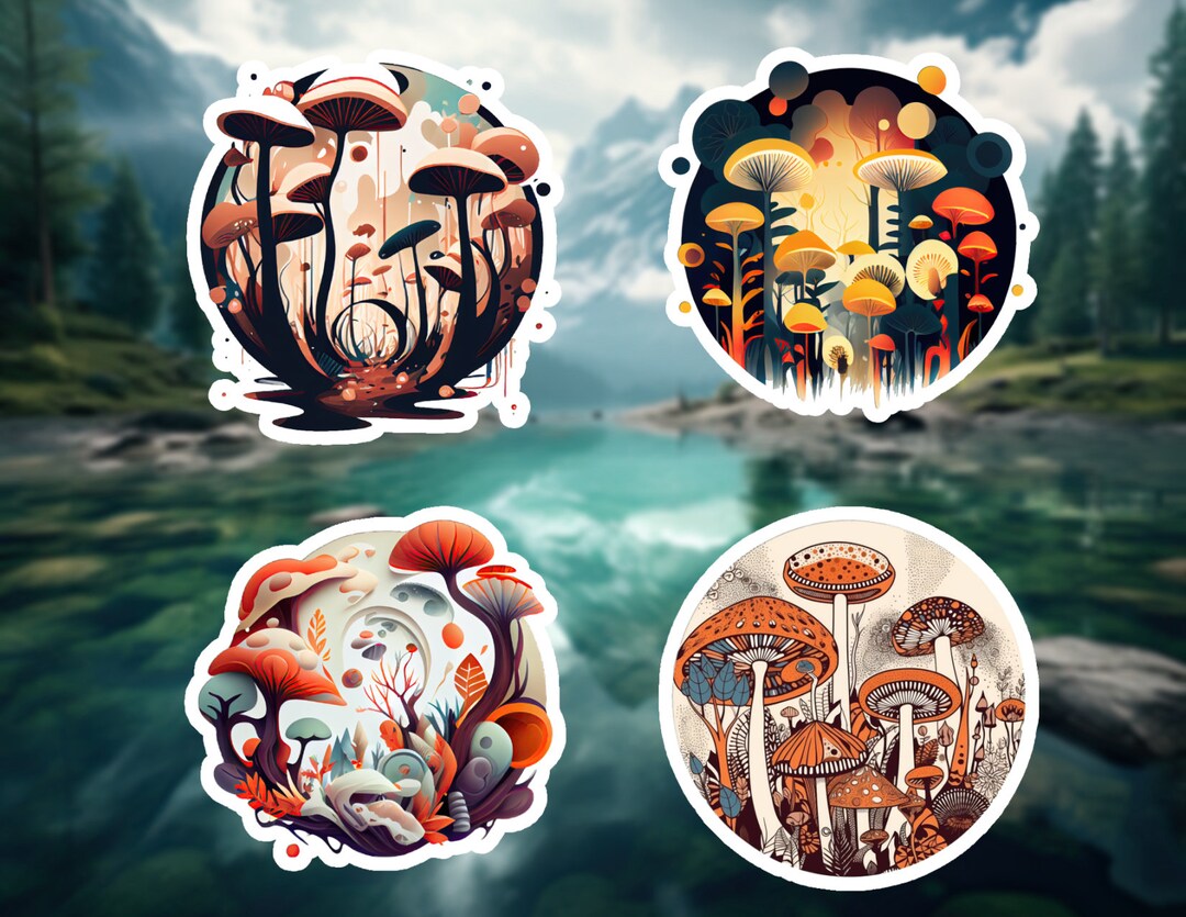 Enchanted Fungi Forest - 4 Pack 2 Inch Waterproof Vinyl Stickers - Etsy