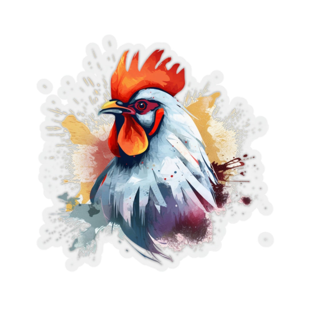 Waterproof Vinyl Sticker Radiant Rooster Sticker Colorful Abstract ...