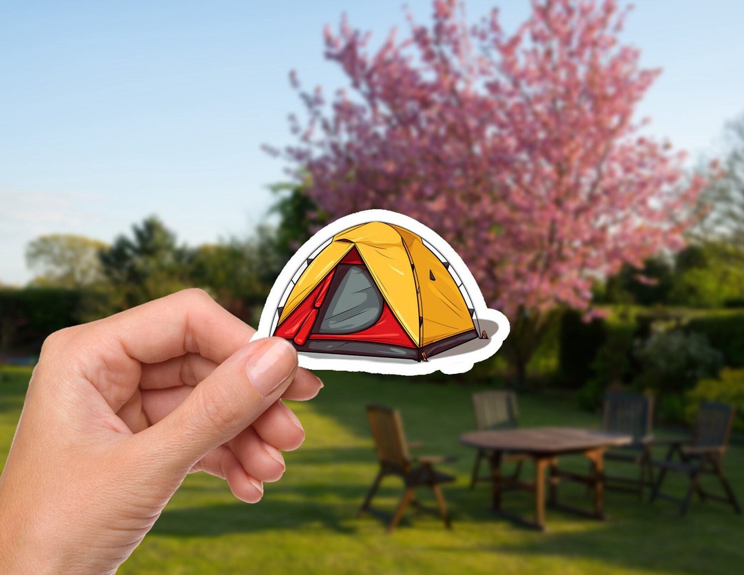 Adorable Yellow Dome Camping Tent - 2 Inch Waterproof Vinyl Sticker - Etsy
