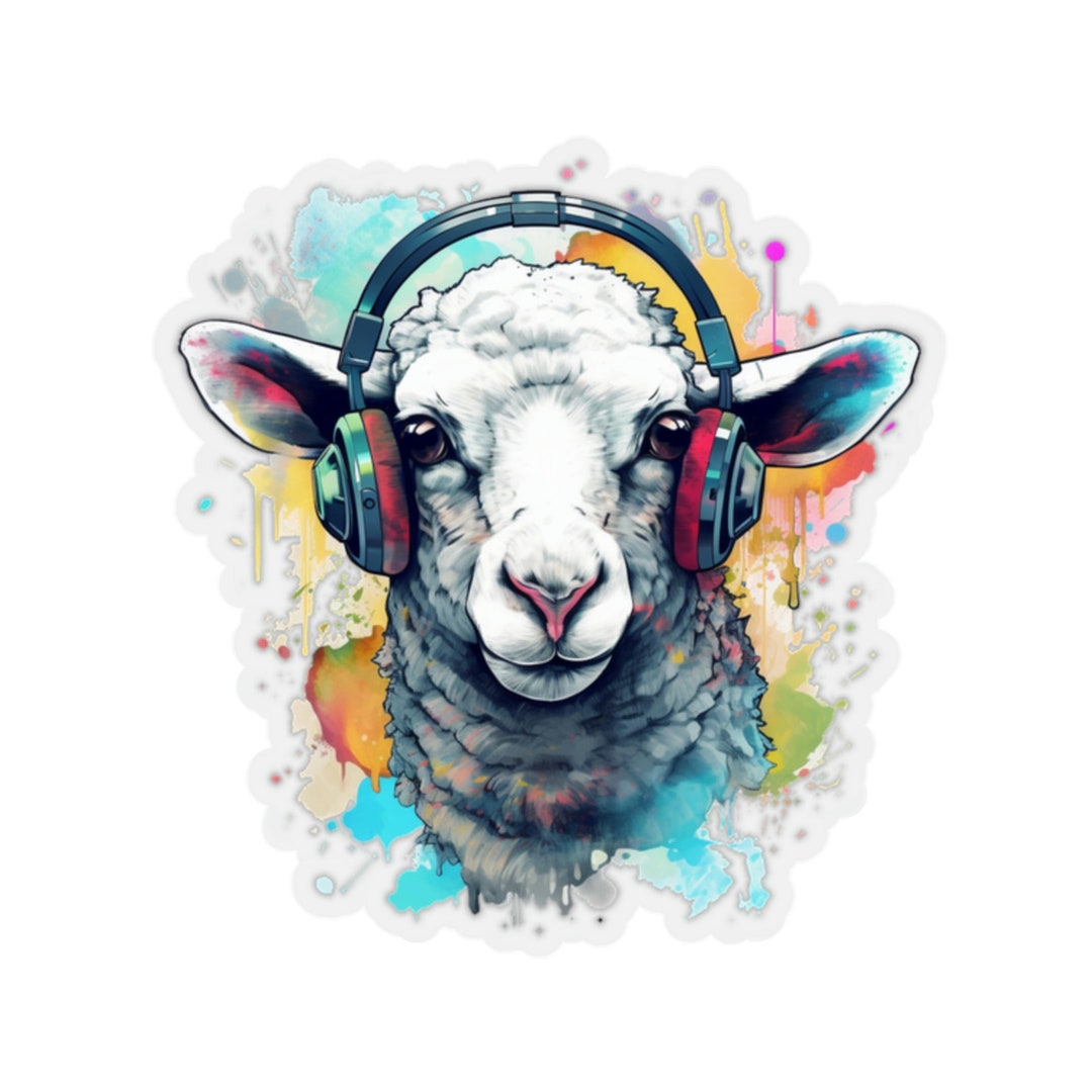 Waterproof Vinyl Sticker - Musical Sheep Sticker - Colorful Design ...