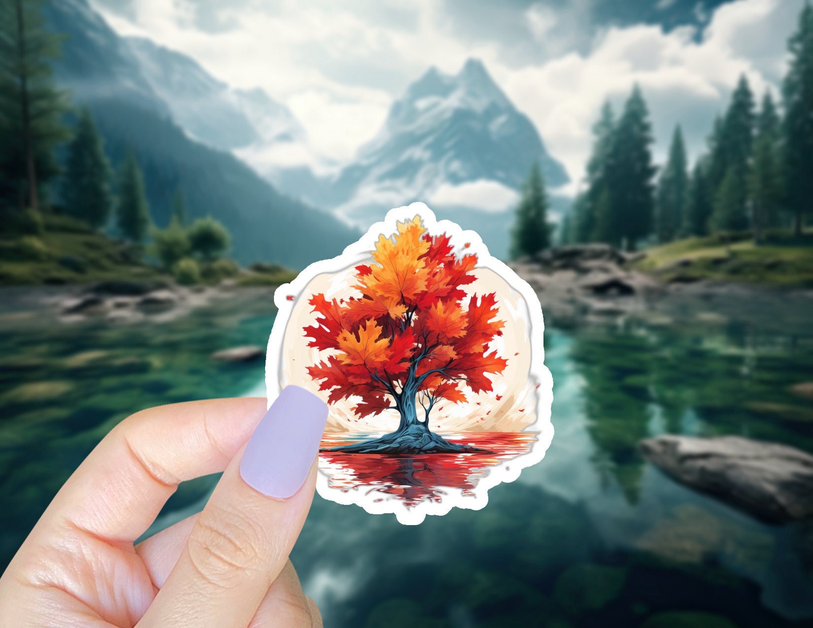 Traditional Fall Foliage Design 2 Inch Waterproof Vinyl - Etsy