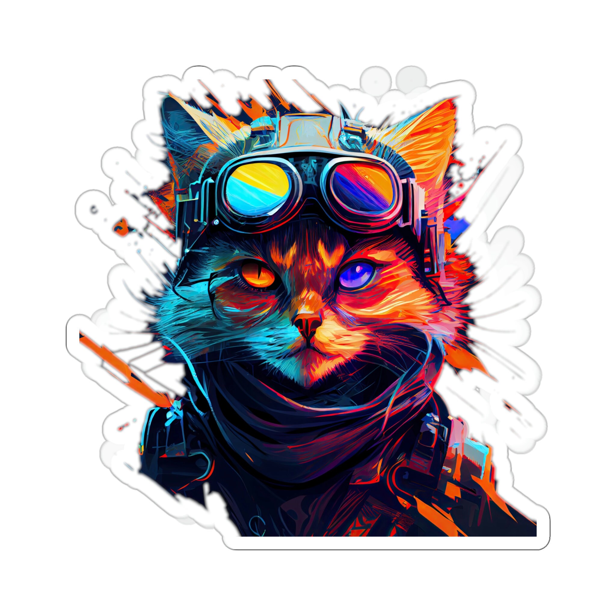 Waterproof Vinyl Sticker Cyberpunk Post-apocalyptic Cool Cat - Etsy