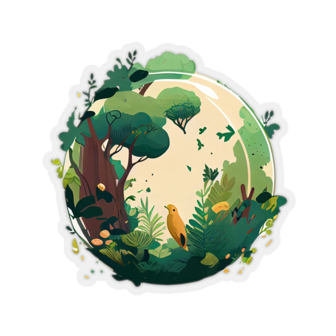 Waterproof Vinyl Sticker - Adorable Nature Scene Round Vinyl Sticker ...