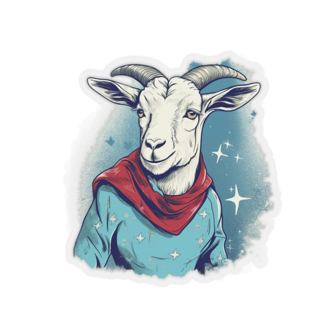 Waterproof Vinyl Sticker - Stargazing Goat Sticker - Dreamy Night Sky ...