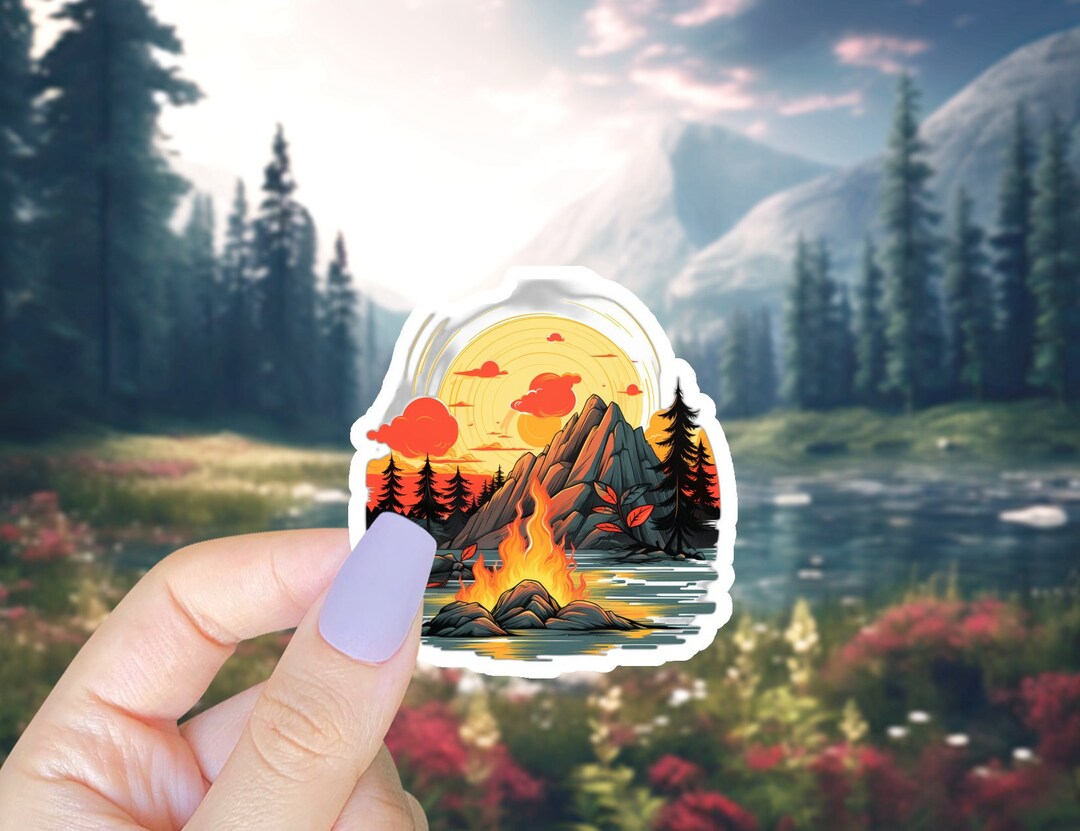 Minimalist Orange Campfire - 2 Inch Waterproof Vinyl Sticker - Etsy