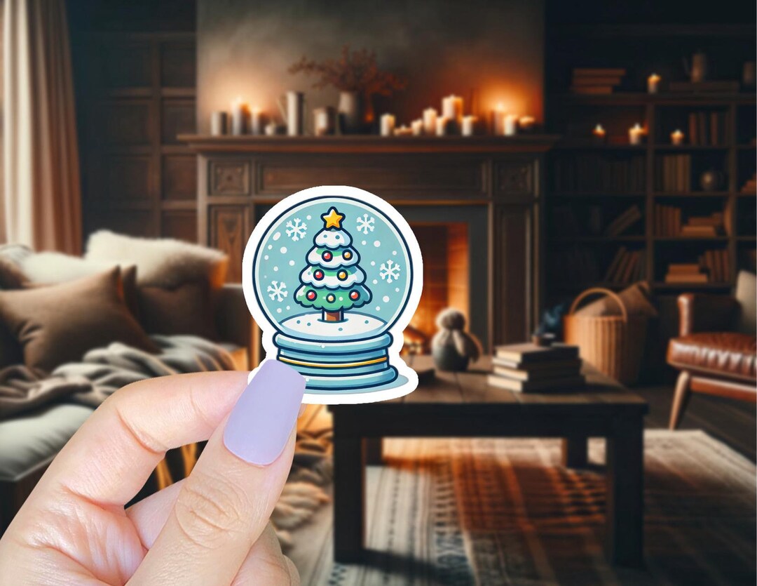 Waterproof Vinyl Sticker 2 Inch Festive Christmas Tree Snow Globe - Etsy
