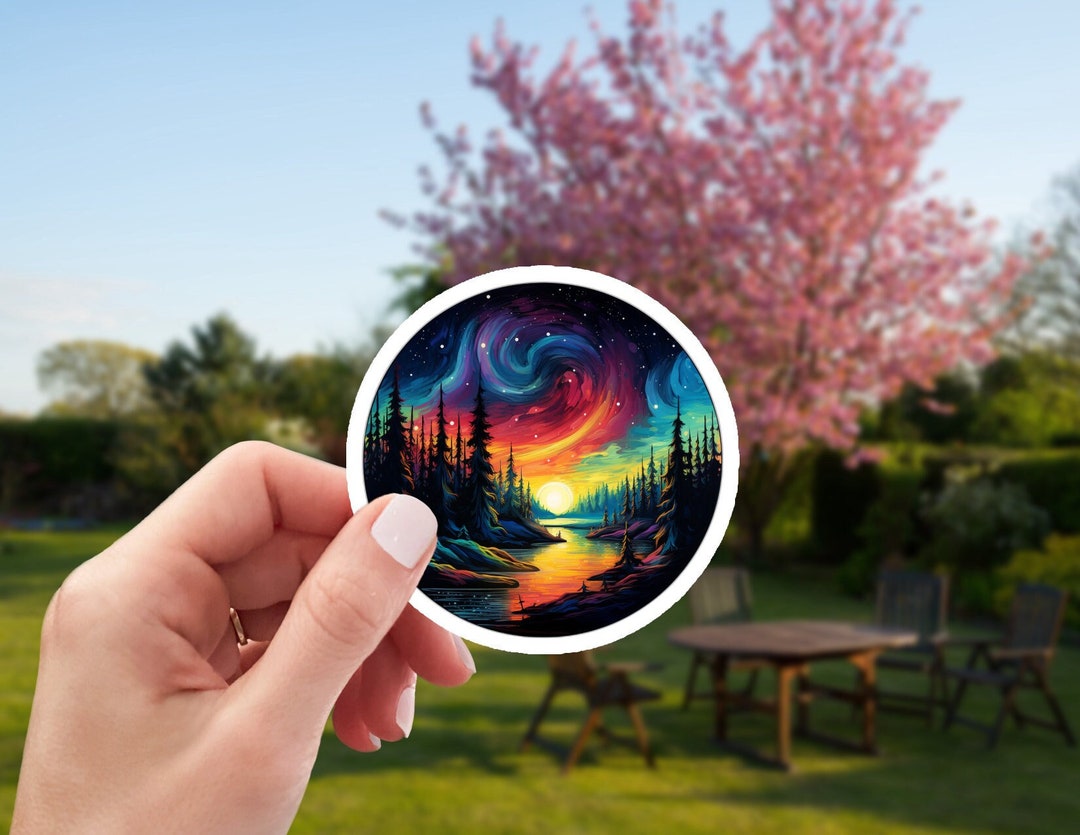 Aurora Borealis Oil Paint Texture - 2 Inch Waterproof Vinyl Sticker - Etsy