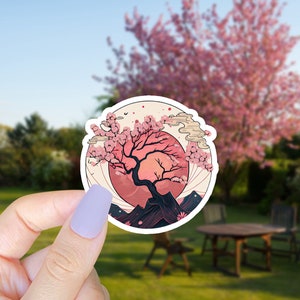 Japanese Cherry Blossom Sceneries - 4 Pack 2 Inch Waterproof Vinyl ...