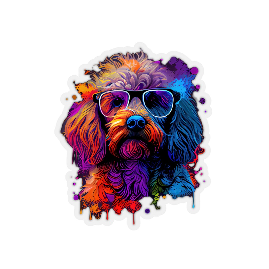 Waterproof Hippie Dog Vinyl Sticker: Groovy Colorful Art - Etsy