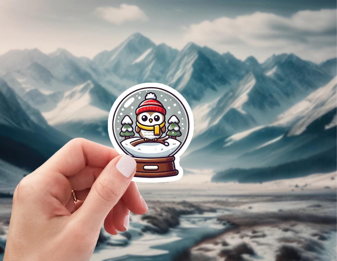 Waterproof Vinyl Sticker 2 Inch Whimsical Winter Owl Snow Globe - Etsy